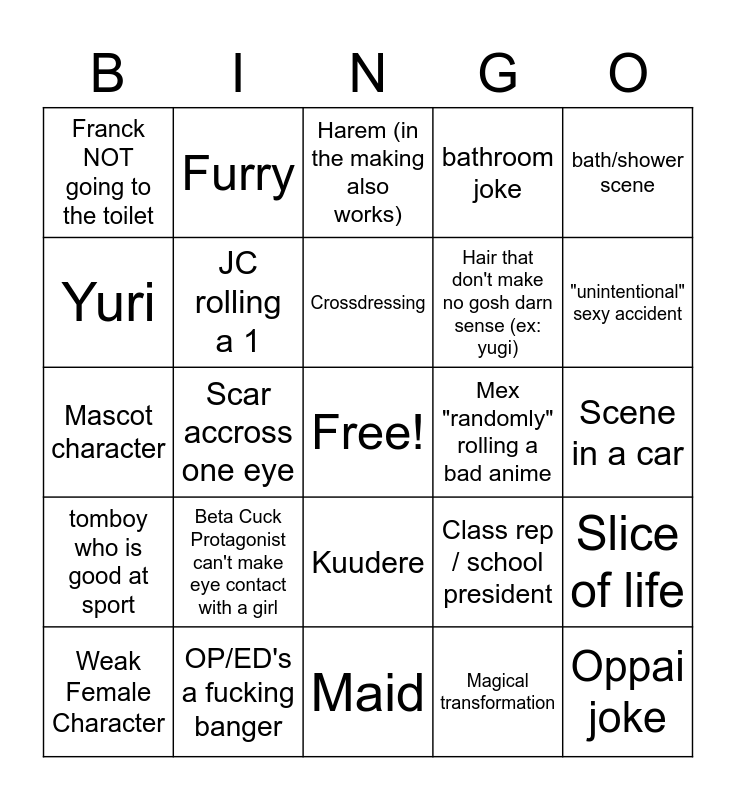 WEEB CARD Bingo Card