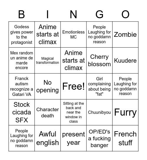 WEEB CARD Bingo Card