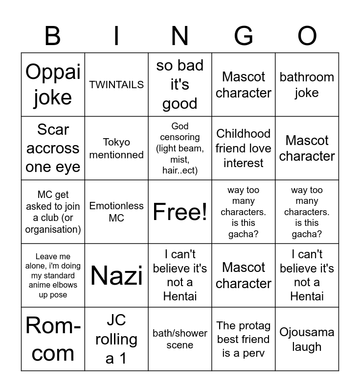 WEEB CARD Bingo Card