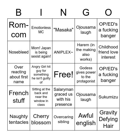 WEEB CARD Bingo Card