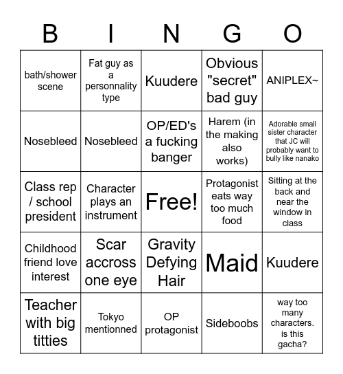 WEEB CARD Bingo Card