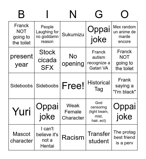 WEEB CARD Bingo Card