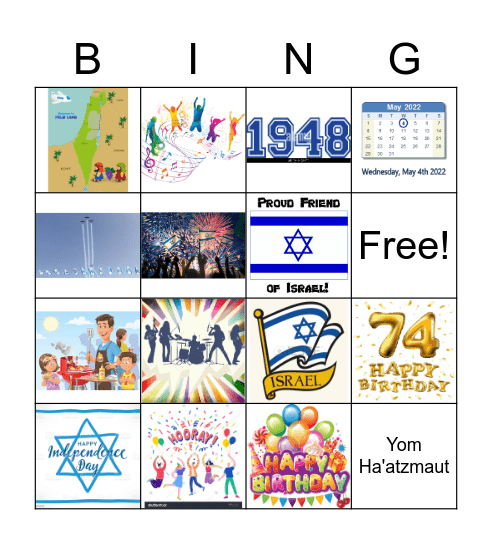 Israel Independence Day Bingo Card