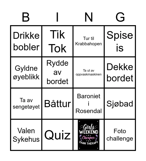 Girls Weekend Bingo Card