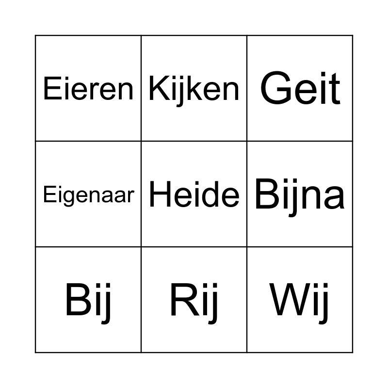 Ei/ij Bingo Card
