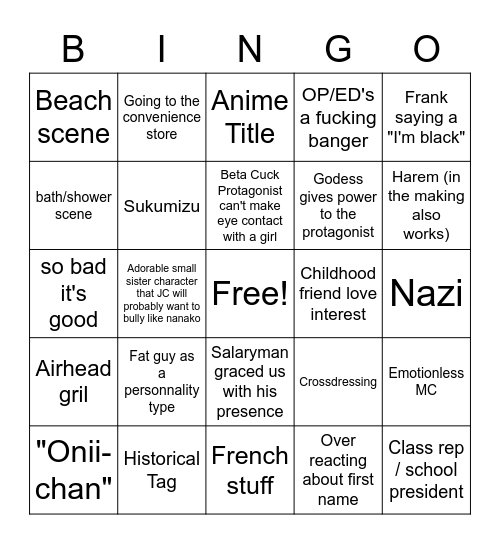 WEEB CARD Bingo Card
