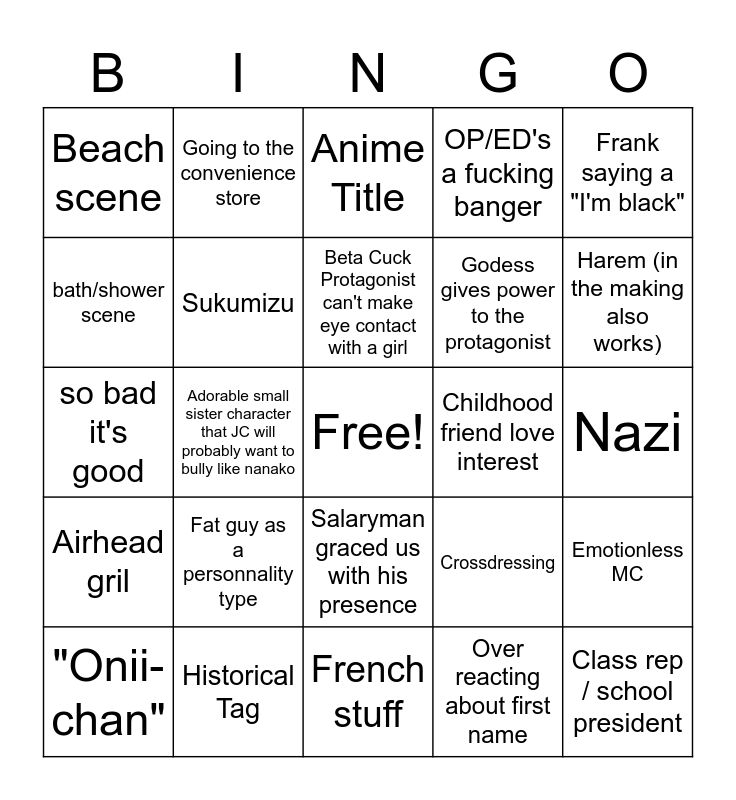 WEEB CARD Bingo Card