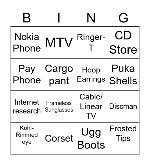 2001-2002 Bingo Card