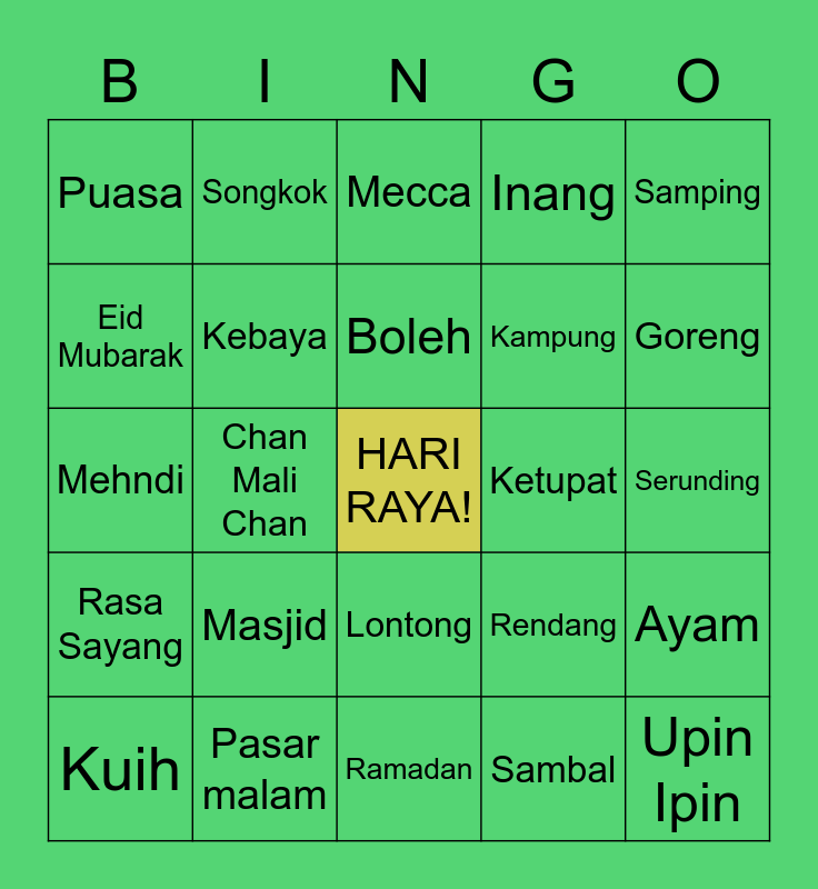 HARI RAYA BINGO Card