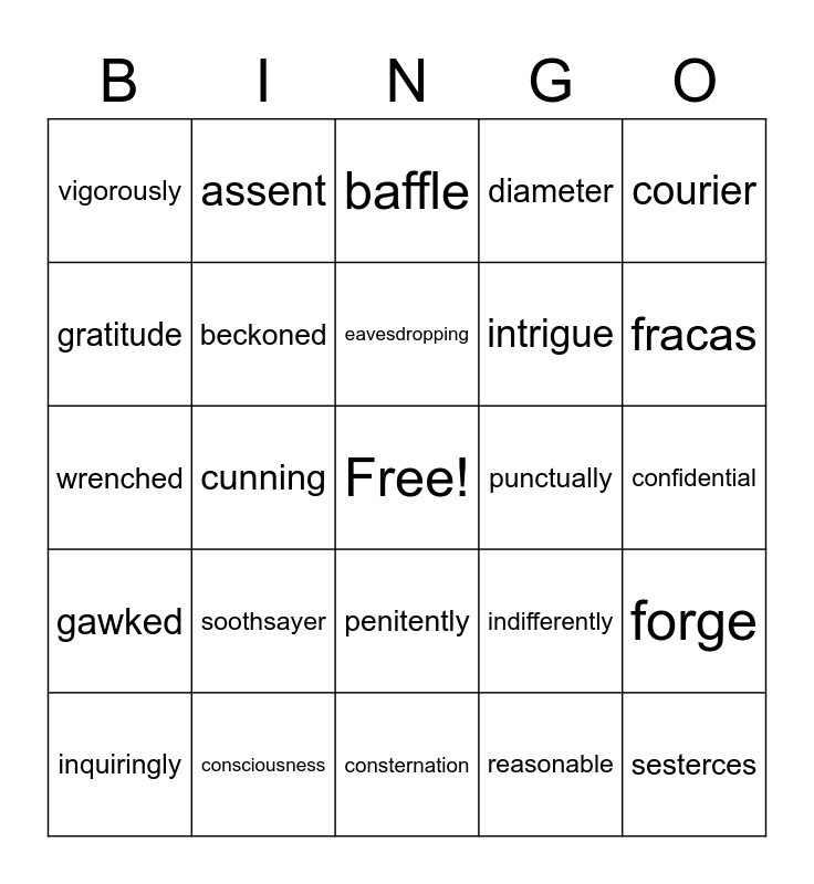 Detectives in Togas Bingo Card