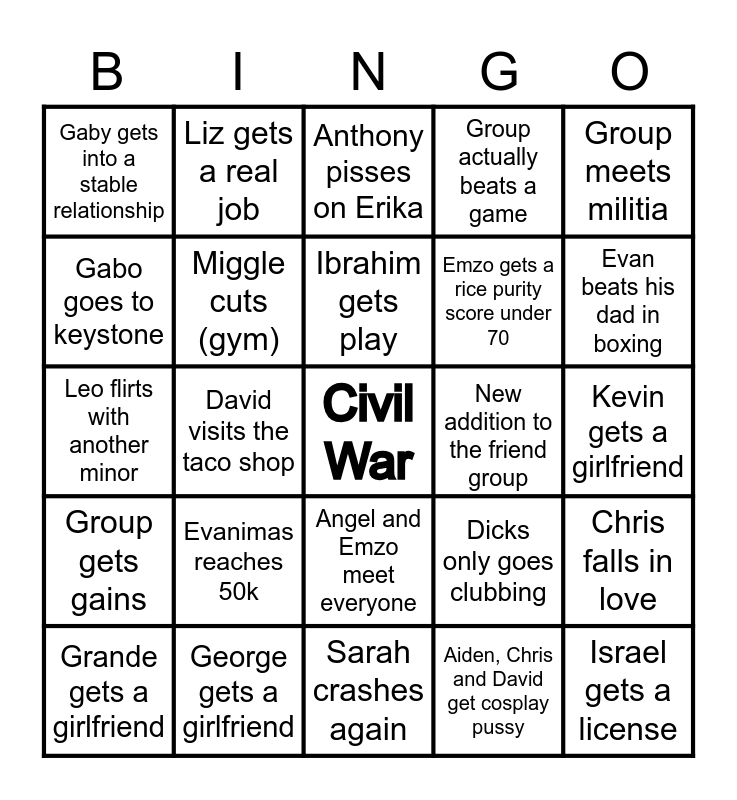 2022 Bingo Card