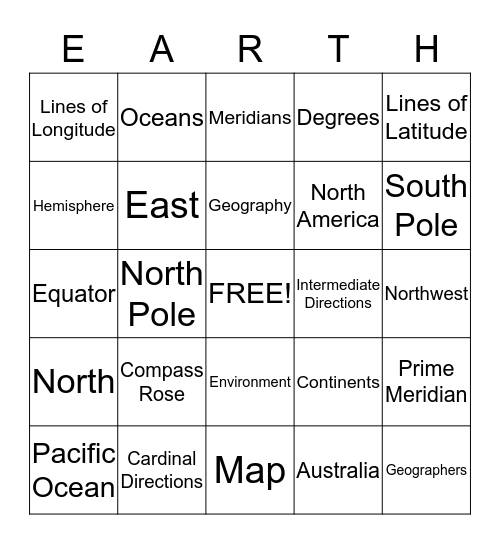 Geography Bingo Card