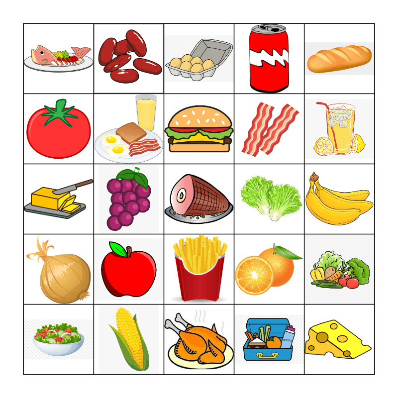 Comida Bingo Card