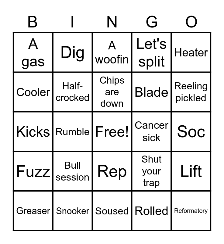 "The Outsiders" - Slang Bingo Card