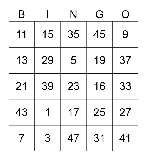 ECA Bingo Card