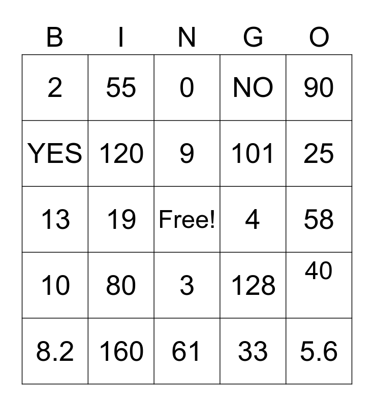 Circles Bingo Card