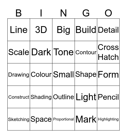 Drawing keywords Bingo Card