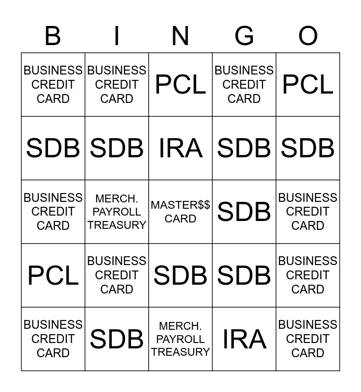 CROSS-SALE Bingo Card