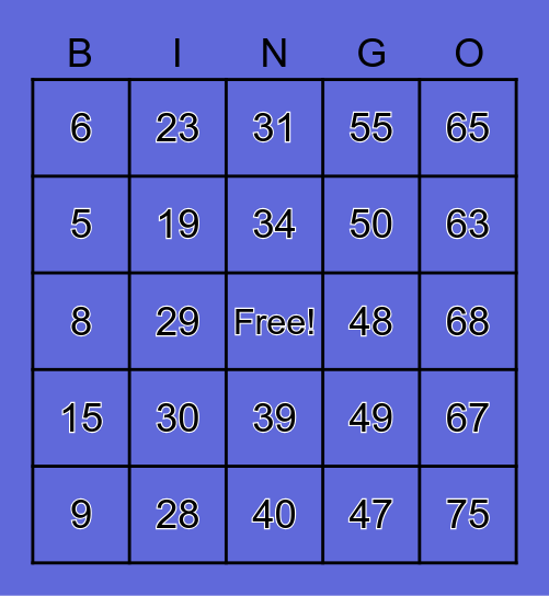 Number Bingo 1 75 Bingo Card Number Bingo 1 75 Bingo Card