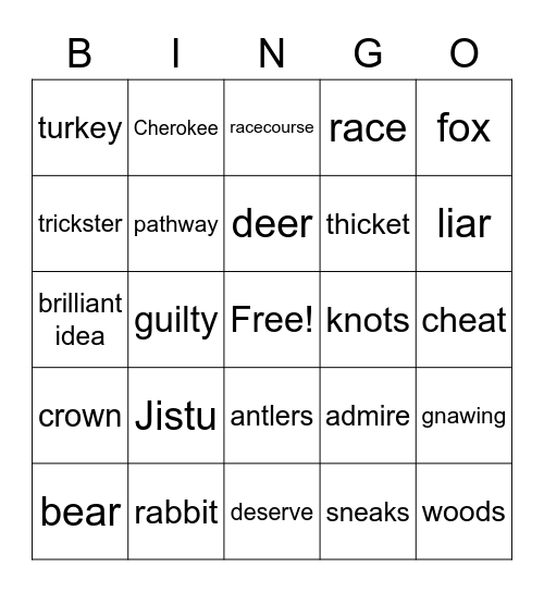 English 3D: Jistu the Trickster Rabbit Bingo Card