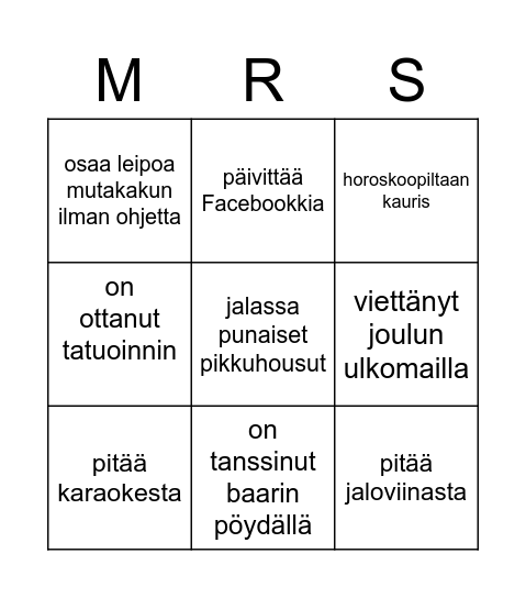 Polttaribingo Card