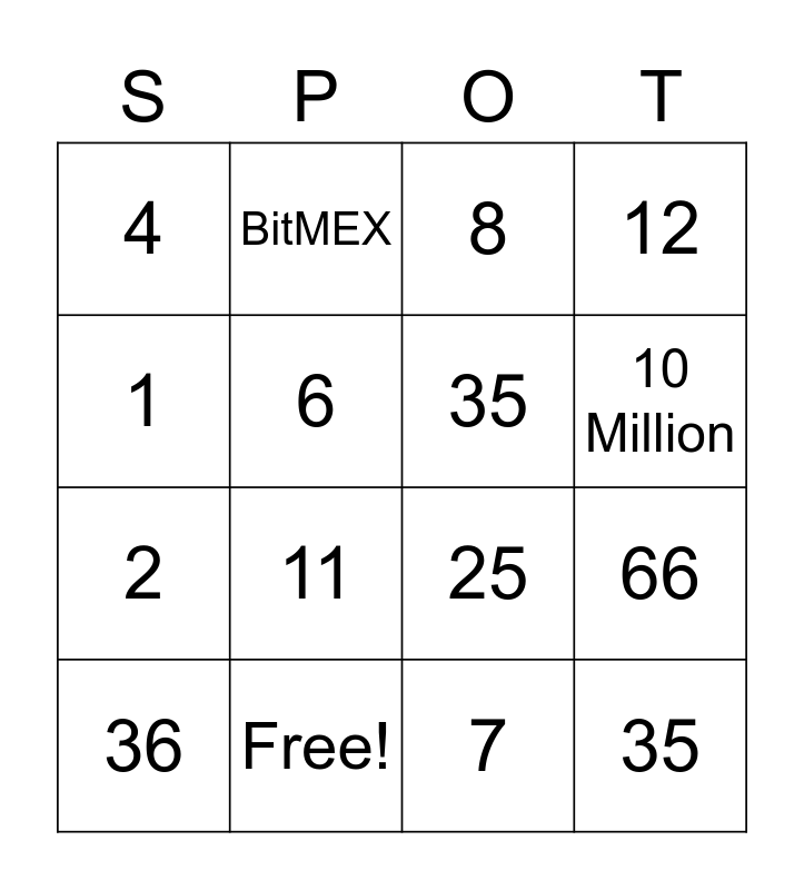 Spot Bingo Card