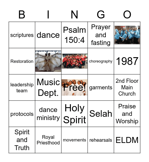 Liturgical Dancer Bingo Card