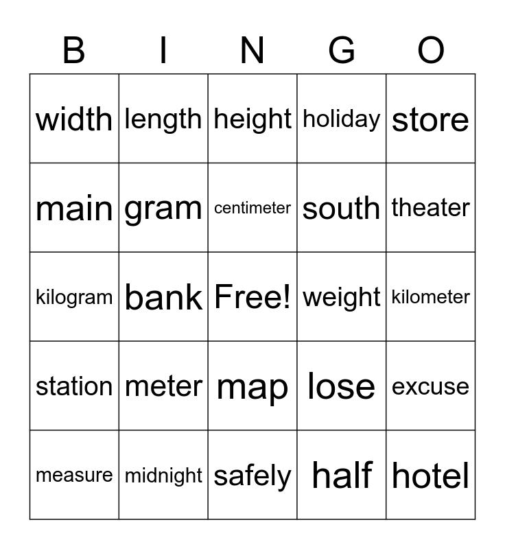 B12 L1~L5 Bingo Card