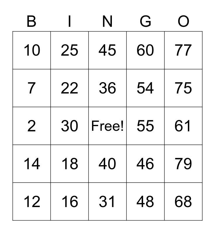 Marjorie L. Fonte Bingo Card