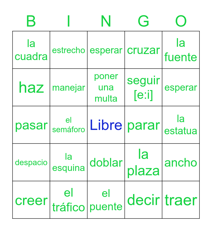 CH 3B REALIDADES Bingo Card