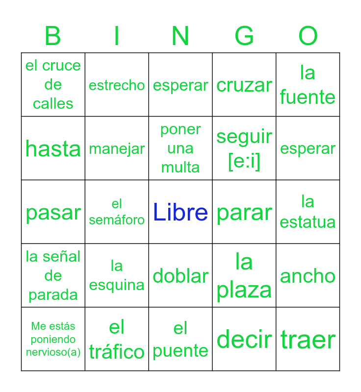 CH 3B REALIDADES Bingo Card