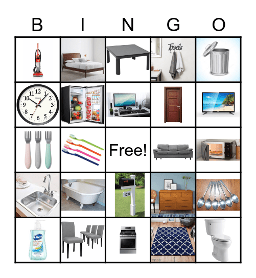 Household Items Bingo Card