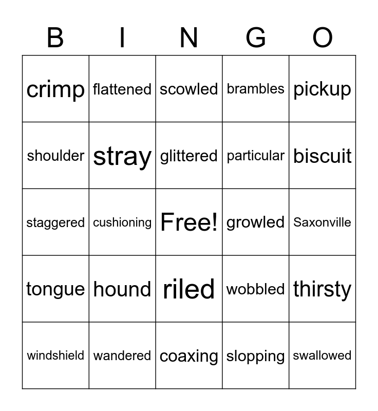 Sable Chapter 1 Bingo Card