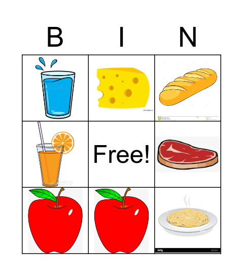 Food and Drinks Bingo Card