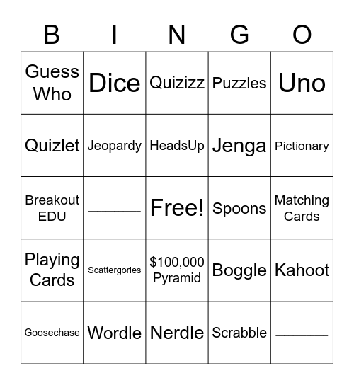 Describe a Way You Use This Game in Class Bingo Card