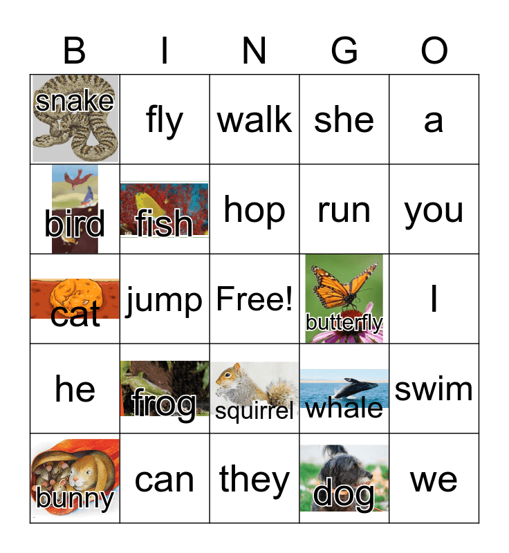 GK U10 W2 HOW ANIMALS MOVE Bingo Card