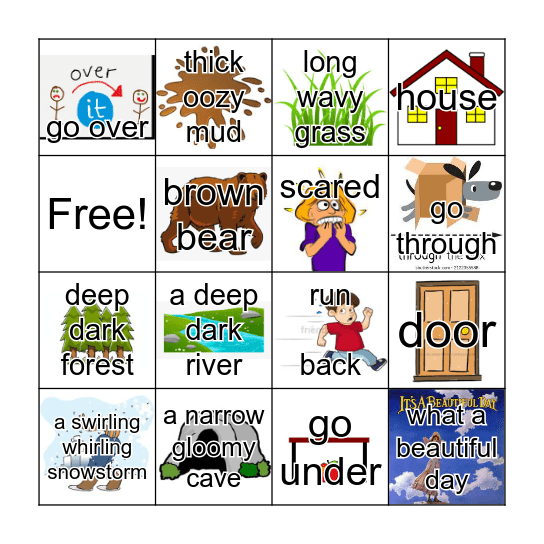 We're going on a bear hunt Bingo Card