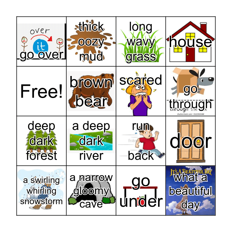 We're going on a bear hunt Bingo Card