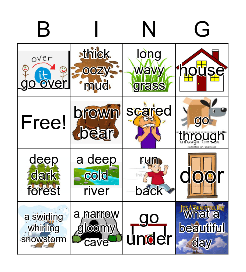 We're going on a bear hunt Bingo Card