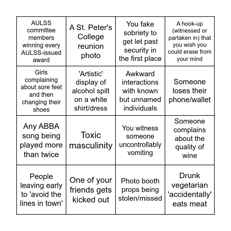 Law Ball Bingo Card