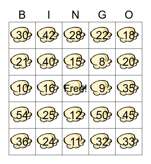 Popcorn Bingo Card