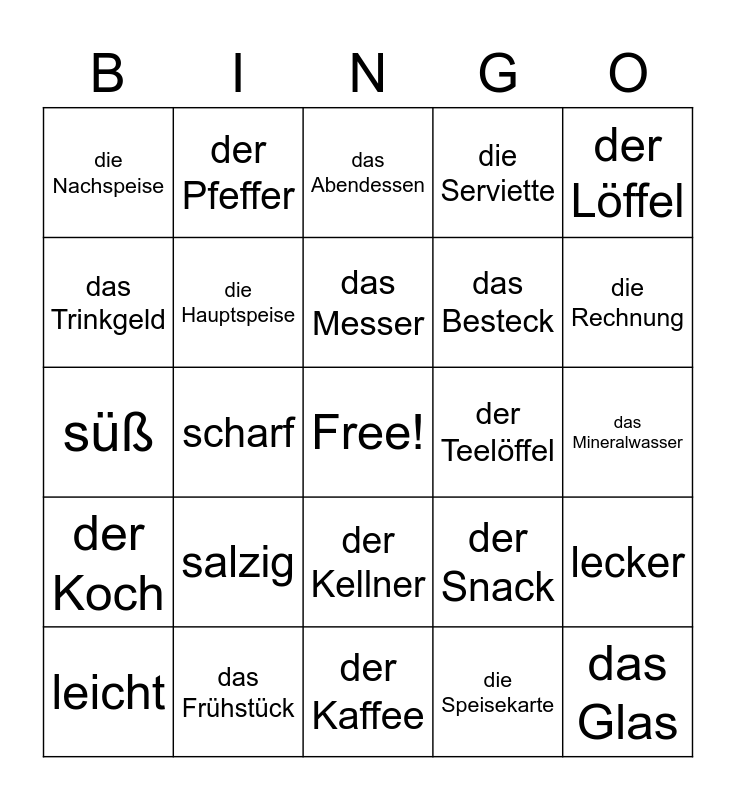Kapitel 4B Bingo Card