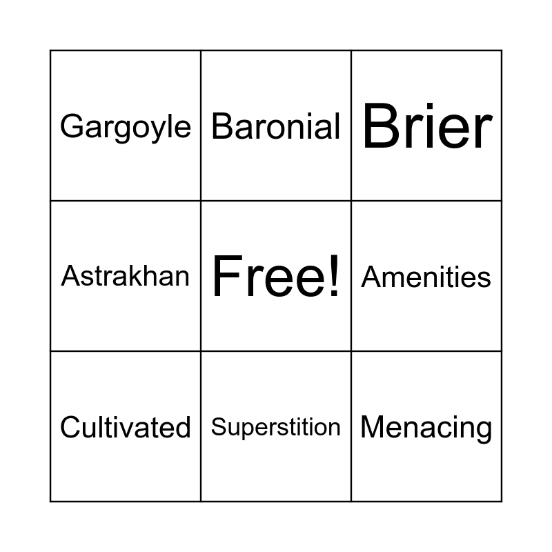 TMDG Bingo Card