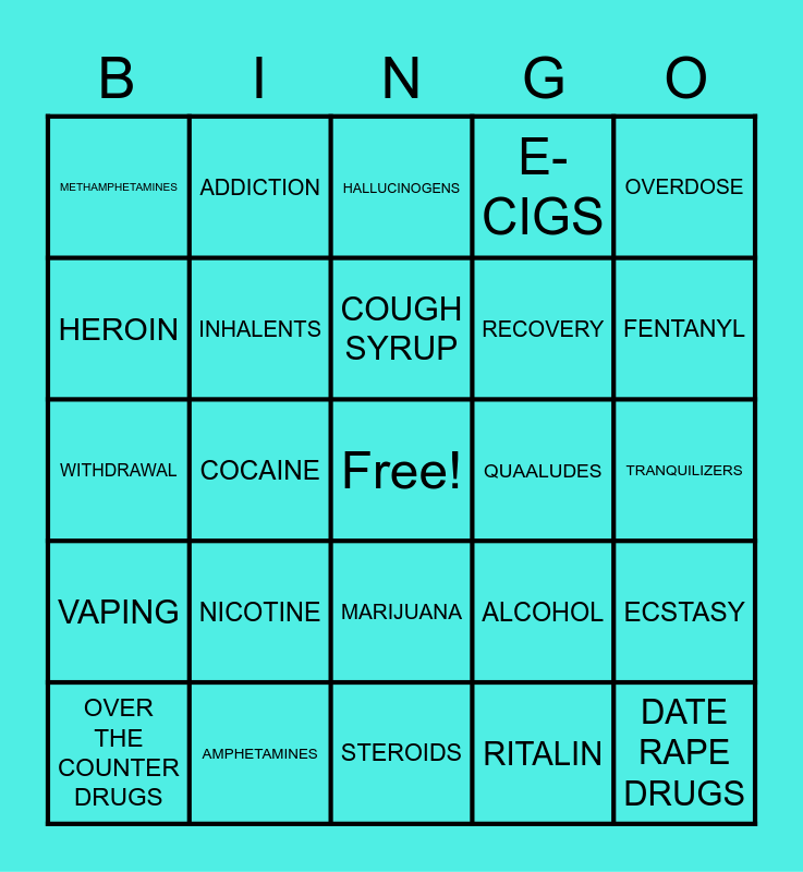 DRUG BINGO Card