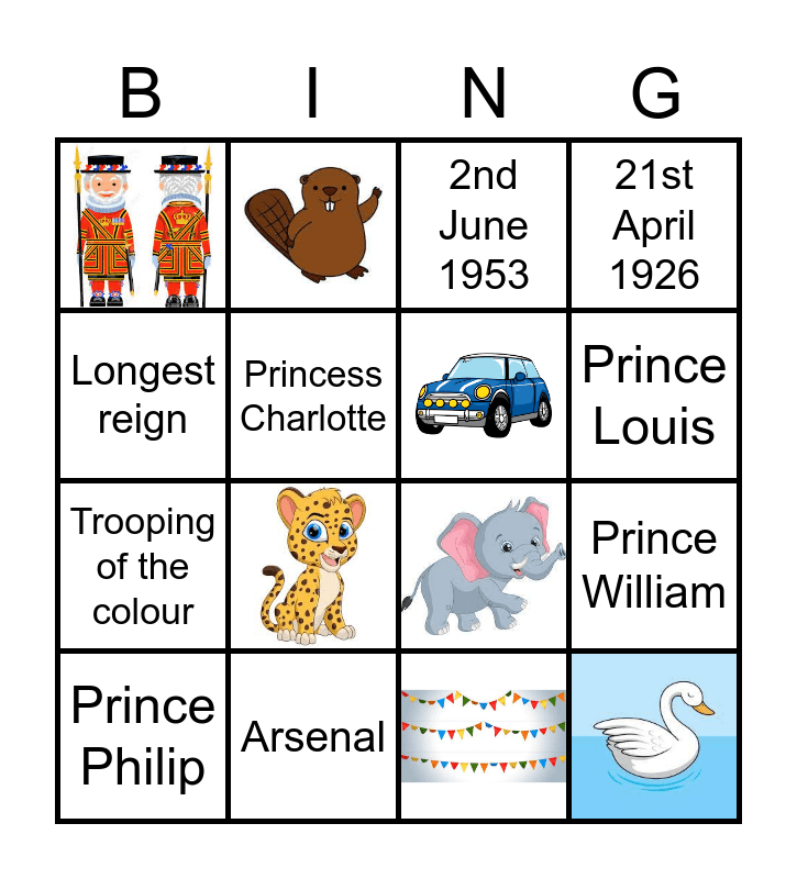 Platinum Jubilee Bingo Card