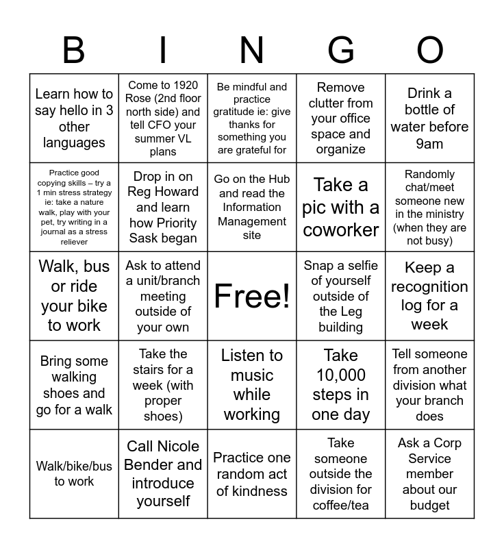 CSS June BINGO Challenge Bingo Card