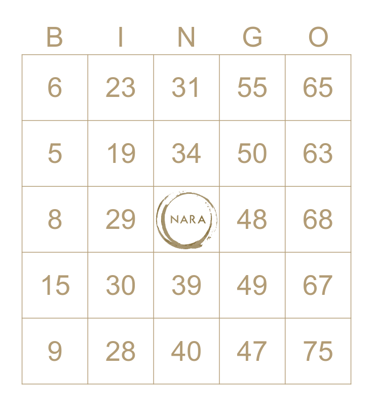 Number Bingo 1-75 Bingo Card