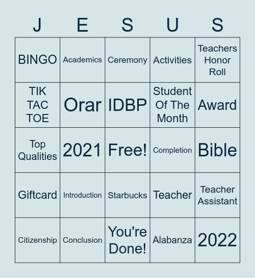 2021-2022 IDBP Awards Ceremony Bingo Card