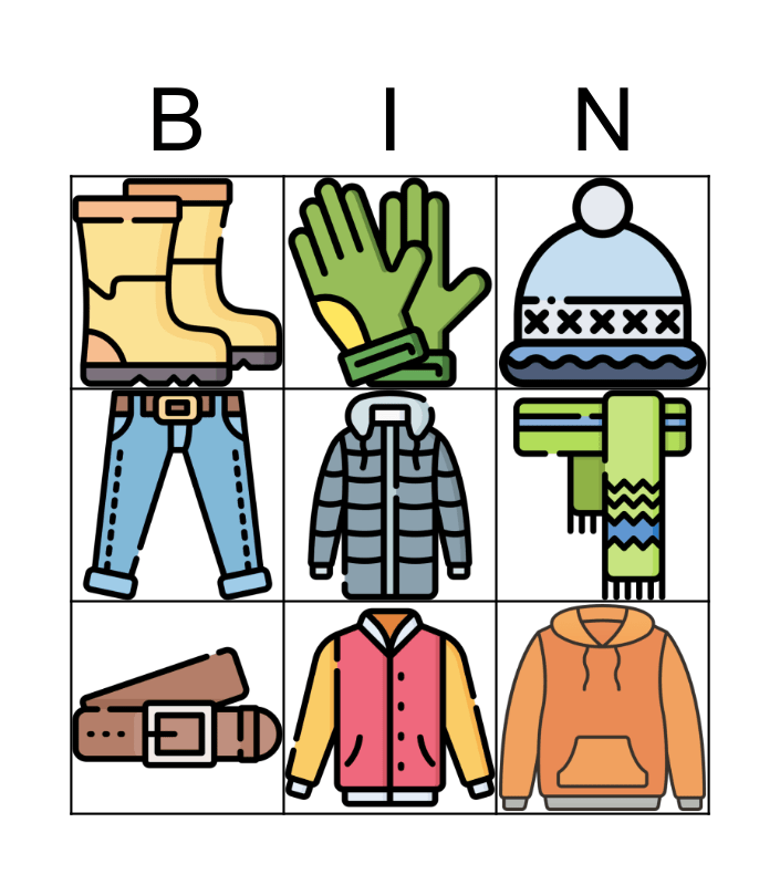 U8_Ropa de invierno Bingo Card