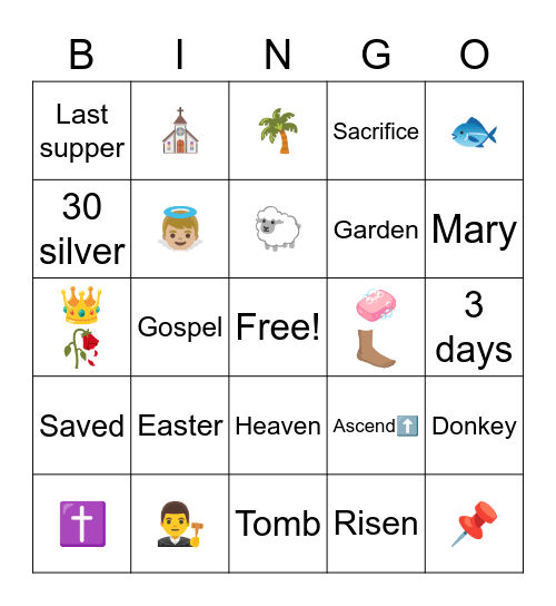 Sunday School Easter Bingo Card
